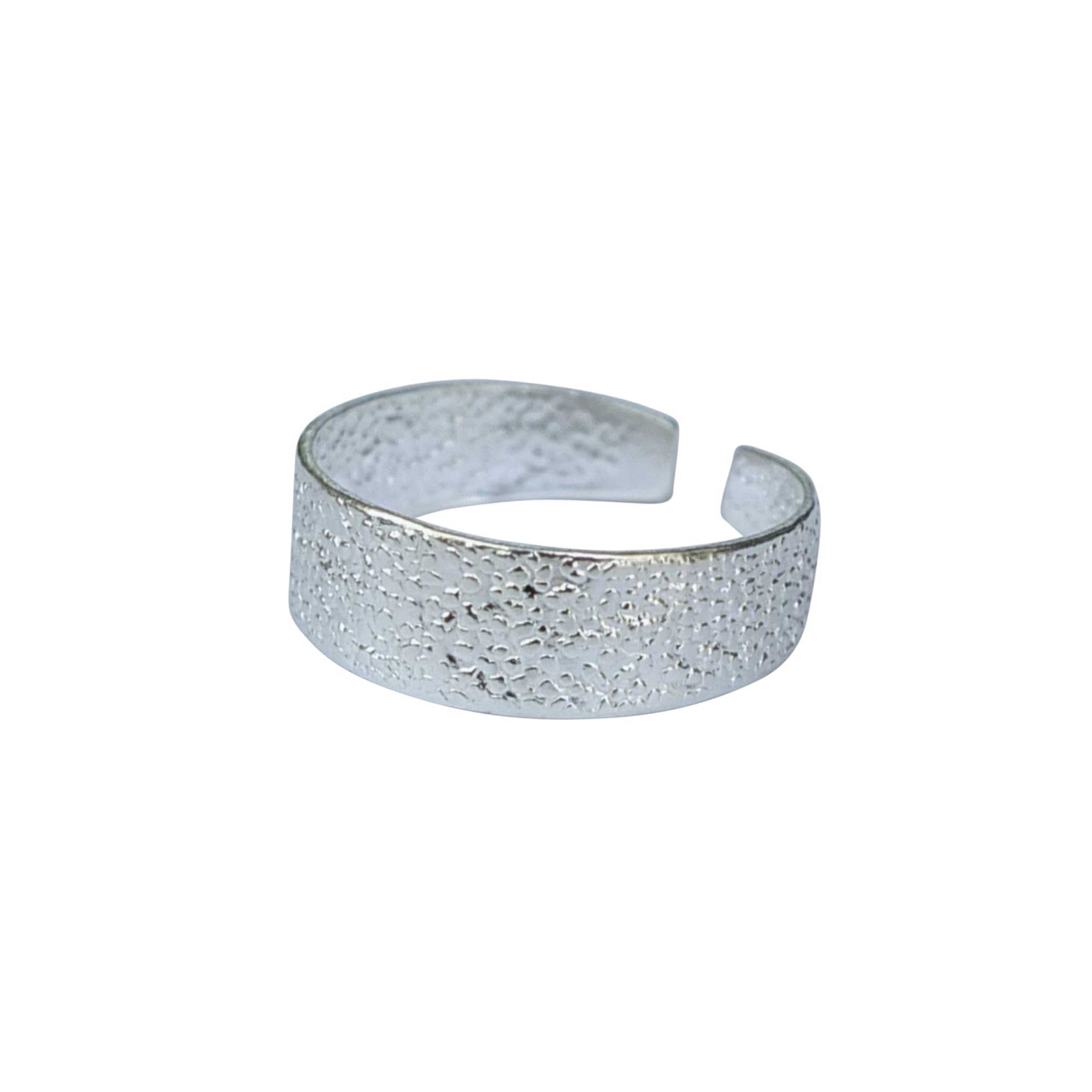 Handmade Silver Wide Band Sanded Texture Adjustable Toe Ring, 925 Sterling Silver, Small Dainty Open Toe, Pinky or Knuckle Rings for Women, By MiYa Jewelry Creations