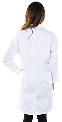 NY Threads Professional Lab Coat for Women, Full Sleeve Cotton Blend Long Medical Coat (White, Small)
