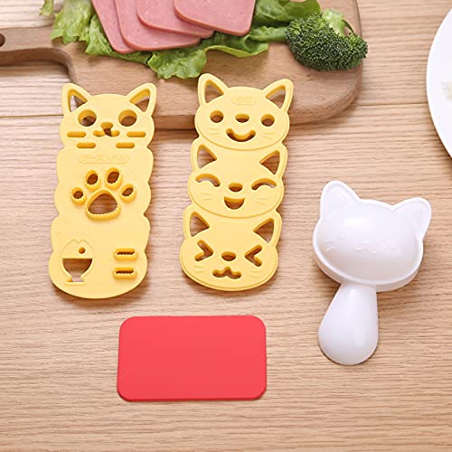 Rice Ball Mold, 3 Pack Onigiri Mold, Cute Cat Kitten Sushi Mold for Kids, Musubi Maker Press, Classic Triangle Rice Ball Maker Sushi Mold Kit for Lunch Bento Box Accessories