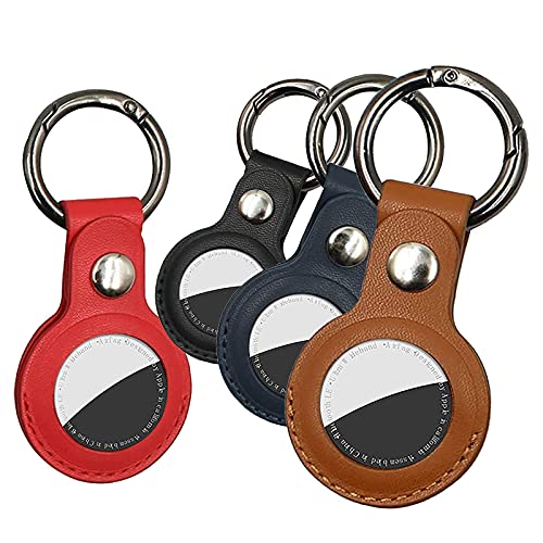 Airtags Case 4 Pack : Portable Airtag Keychain Holder, Anti-Lost Protective Cover Leather Case Key Ring Designed Air tag Accessories Tracking Locator for Luggage Dog Cat Pet Collar