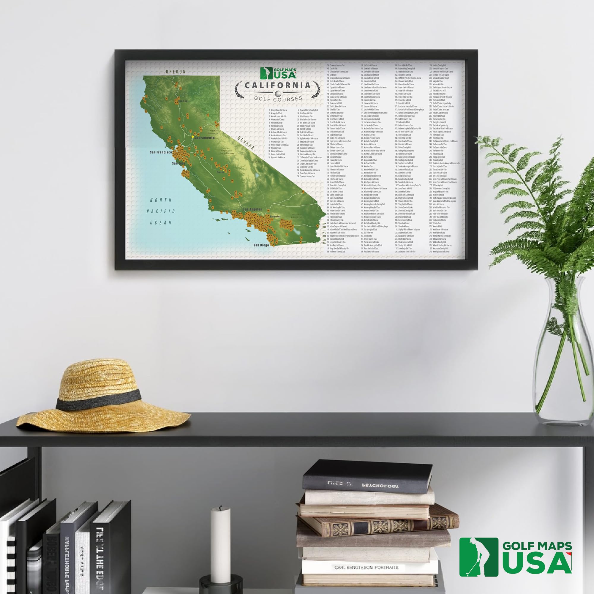 Golf Maps USA California State Golf Scratch Map with 278 Courses - Scratch-Off Golf Print with Eye-Catching Red Flags - Golfing Wall Decor - Unique Poster Gift for Golfers (Updated June 2023)