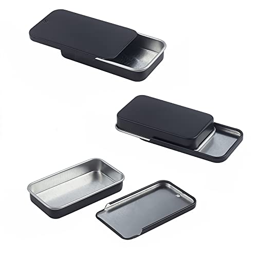 BENECREAT 20 Pack Metal Slide Top Tin Containers Gunmetal Small Tin Containers for Lip Balm, Crafts, Storage Kit, 2.4x1.3x0.4''