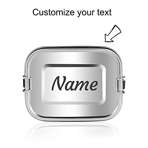 OXYEFEI Stainless Steel Bento Box, Personalized Lunch Container 3 Compartments can Hold All Kinds of Food Metal Lunch Box for Children or Adults (1800ml)