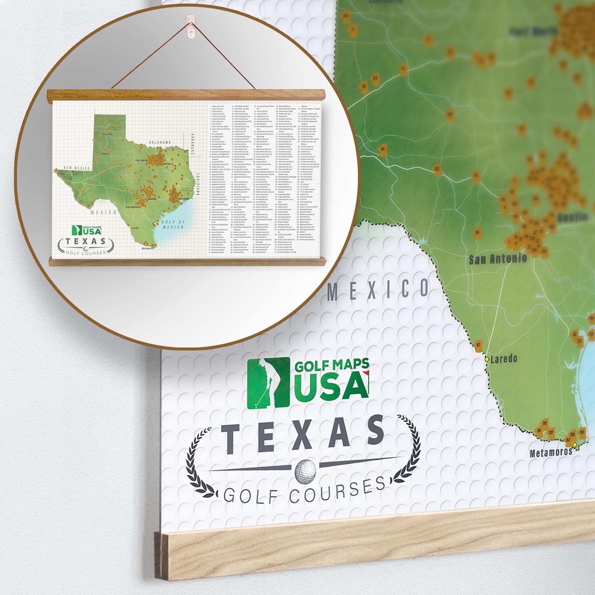 Golf Maps USA Texas State Golf Scratch Map with 263 Courses - Scratch-Off Golf Print with Eye-Catching Red Flags - Golfing Wall Decor - Unique Poster Gift for Golfers (Updated June 2023)