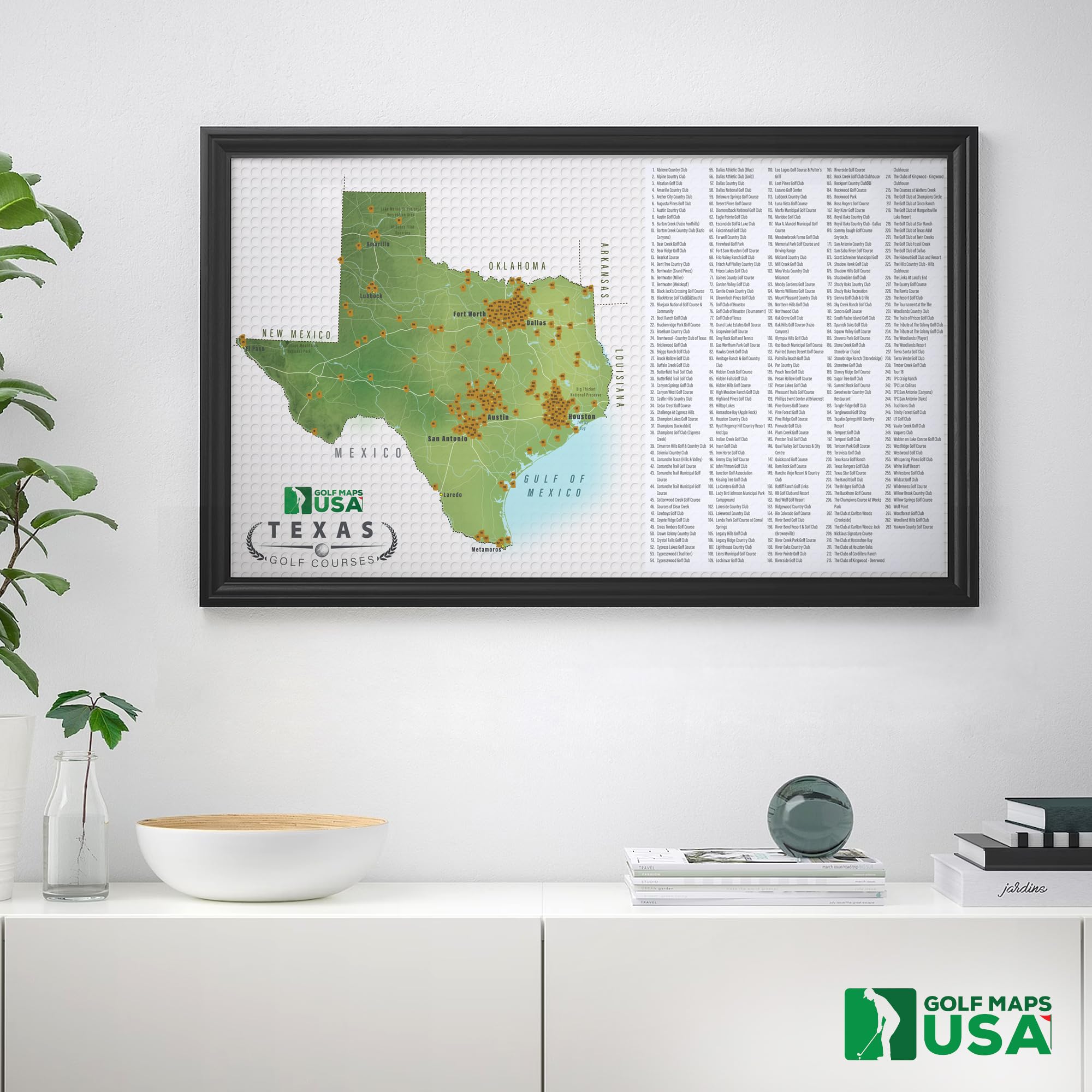 Golf Maps USA Texas State Golf Scratch Map with 263 Courses - Scratch-Off Golf Print with Eye-Catching Red Flags - Golfing Wall Decor - Unique Poster Gift for Golfers (Updated June 2023)