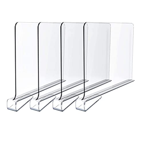 NEXT LEVEL ITEM Acrylic Shelf Dividers, Shelf dividers for Closets with Wooden Shelves, Shelf dividers, Clear Shelf Divider, Shelf dividers for Closet Organization, Closet Shelf Dividerā Pack of 4