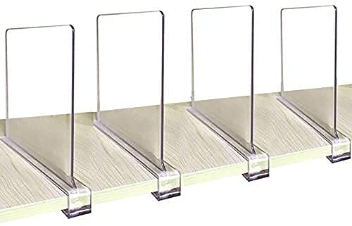 NEXT LEVEL ITEM Acrylic Shelf Dividers, Shelf dividers for Closets with Wooden Shelves, Shelf dividers, Clear Shelf Divider, Shelf dividers for Closet Organization, Closet Shelf Dividerā Pack of 4