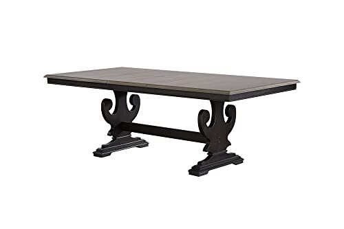 Pilaster Designs Indoor Home Decorative Furniture Frates 9 Piece Extendable Dining Set, Black & Brown Wood (Table & 8 Chairs)