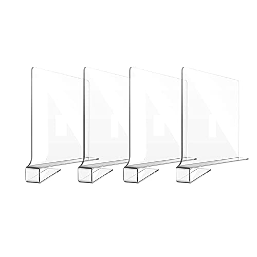 NEXT LEVEL ITEM Acrylic Shelf Dividers, Shelf dividers for Closets with Wooden Shelves, Shelf dividers, Clear Shelf Divider, Shelf dividers for Closet Organization, Closet Shelf Dividerā Pack of 4