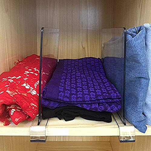 NEXT LEVEL ITEM Acrylic Shelf Dividers, Shelf dividers for Closets with Wooden Shelves, Shelf dividers, Clear Shelf Divider, Shelf dividers for Closet Organization, Closet Shelf Dividerā Pack of 4