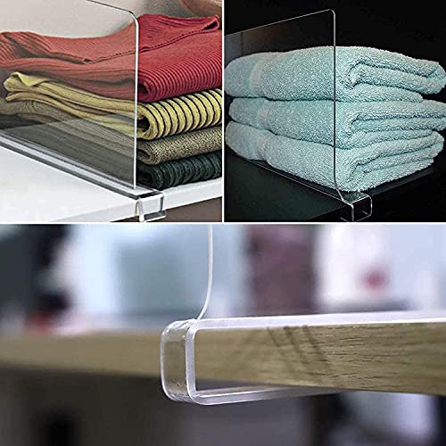 NEXT LEVEL ITEM Acrylic Shelf Dividers, Shelf dividers for Closets with Wooden Shelves, Shelf dividers, Clear Shelf Divider, Shelf dividers for Closet Organization, Closet Shelf Dividerā Pack of 4
