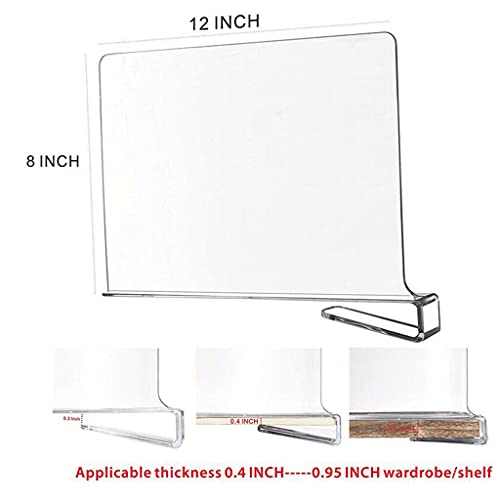 NEXT LEVEL ITEM Acrylic Shelf Dividers, Shelf dividers for Closets with Wooden Shelves, Shelf dividers, Clear Shelf Divider, Shelf dividers for Closet Organization, Closet Shelf Dividerā Pack of 4
