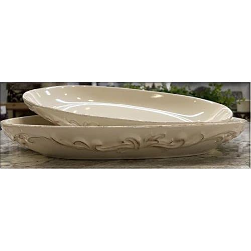 Gerson Companies Acanthus Embossed Stoneware Platters