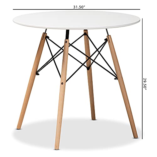 Baxton Studio Varen Dining Tables, White/Oak Brown/Black