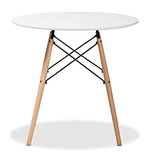 Baxton Studio Varen Dining Tables, White/Oak Brown/Black