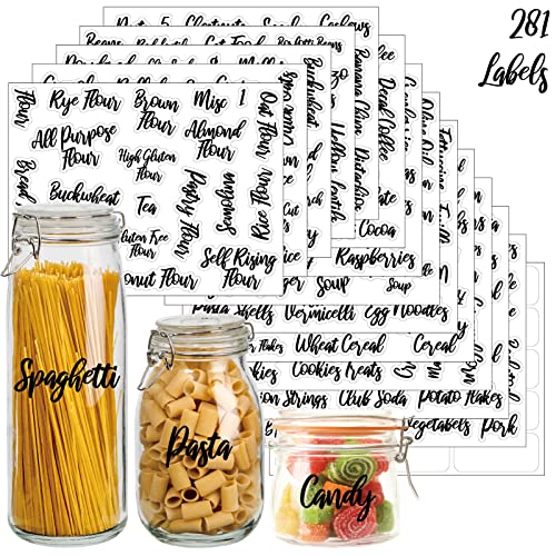 Megavava 266 Pantry Labels+15 Blank Labels 266 Kitchen Pantry Names โ Food Label Sticker, Water Resistant Pantry Labels for Containers, Jar Labels Pantry Organization and Storage