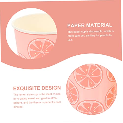 IFANLANDOR 8Pcs Lemon Paper Cups fruit party supplies tableware espresso paper cups hot coffee paper cups vasos para cafe desechables paper drinking cups lemon cups gold leaf Disposable