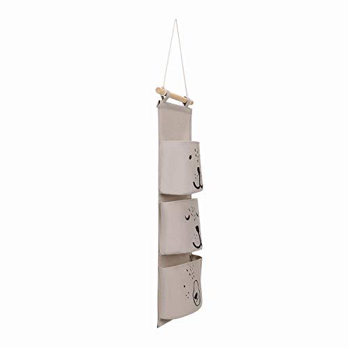 Wall Hanging Storage Bags 3 Pockets Cotton Canvas Fabric Wall Storage Organizer Multifunctional Door Closet Hanging Storage Organizer Waterproof Wall-Mounted Storage Pouch for Bedroom Home Office