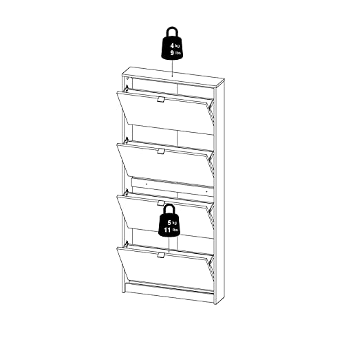 Pemberly Row Modern 4 Drawer Shoe Cabinet, 12-Pair Shoe Rack Stoarge Organizer in Black Matte