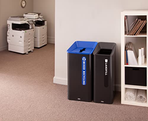 Rubbermaid Commercial Products Sustain Mixed Recycling Trash Can, 23-Gallon, Blue, Indoor/Outdoor Garbage Bin with Nested Lid for Office/Mall/School/Stadium
