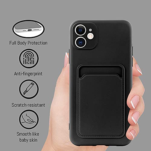 MZELQ Wallet Case for iPhone 11 (6.1 inch), Card Holder Camera Protection Cover for iPhone 11 + Screen Protector, Soft Slim Card Slot Case Compatible with iPhone 11 Phone Case -Black