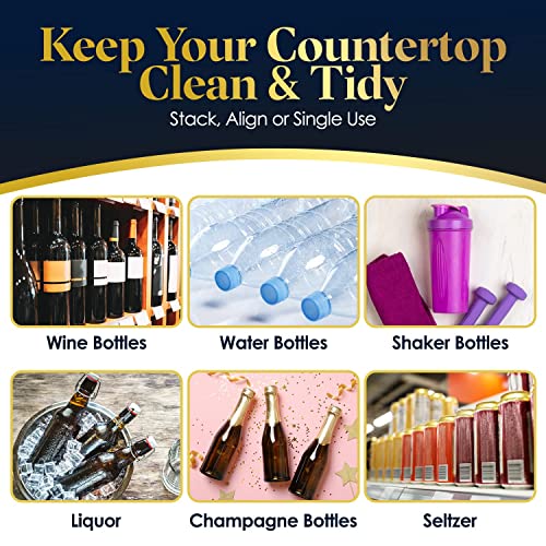 Homeries Wine & Water Bottle Organizer Holder Stackable Wine Rack for Kitchen Countertops, Table Top, Pantry, Fridge, Bars – Acrylic, Free Standing Wine Shelf – Holds Beer, Pop, Soda & Cans (4 Racks)