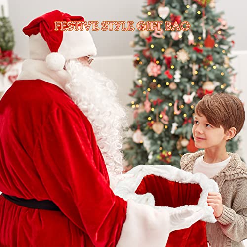 Giant Christmas Santa Sack Velvet Santa Bags for Gifts Extra Large with Cord Drawstring 25 * 36in Red Present Sack Jolly Holly