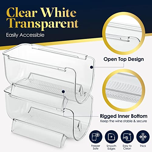 Homeries Wine & Water Bottle Organizer Holder Stackable Wine Rack for Kitchen Countertops, Table Top, Pantry, Fridge, Bars – Acrylic, Free Standing Wine Shelf – Holds Beer, Pop, Soda & Cans (4 Racks)