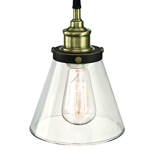 YaoKuem Pendant Lighting Fixture, Hanging Ceiling Lights, E26 Medium Base Max. 60 Watts, Clear Glass Cover, Bulbs not Included, 2-Pack