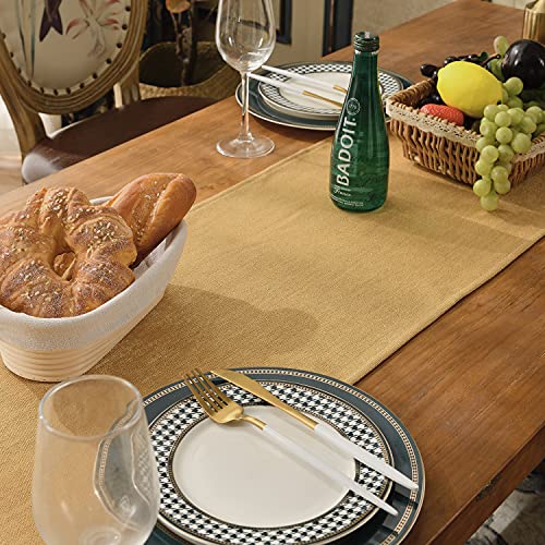 Table Runner Gold Long 72/96/108 Inches Linen Runners for Party Wedding