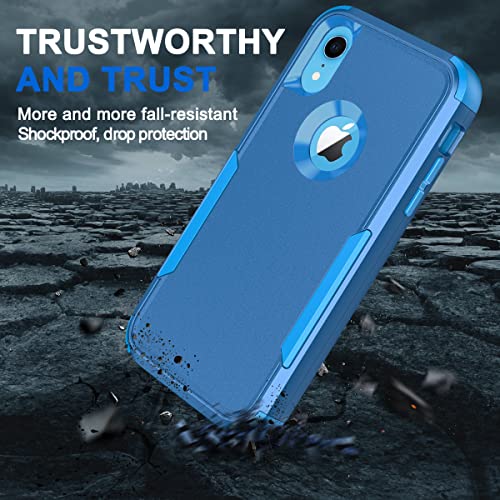 Lfurxzek for iPhone XR Case Heavy-Duty Tough Rugged Lightweight Slim Shockproof Protective Full Body Protection Shockproof Silicone Case for iPhone XR 6.1 Inch Blue