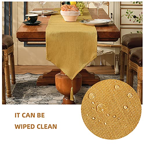 Table Runner Gold Long 72/96/108 Inches Linen Runners for Party Wedding