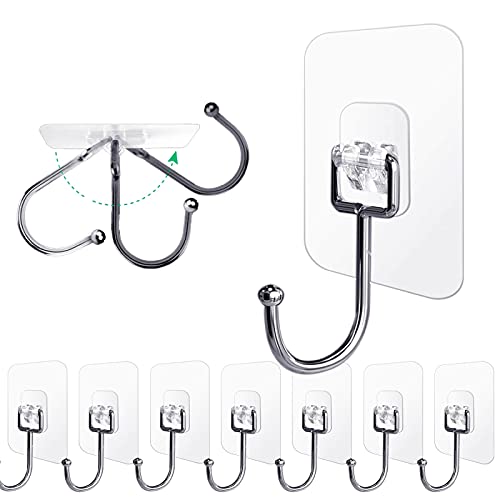 Ayssny Adhesive Hooks Utility Hooks 44lb Max, Large Adhesive Hooks Heavy Duty, Waterproof Sticky Hooks Wall Hooks for Hanging Coat, Towel and Kitchen Bathroom Products