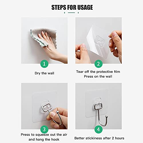 Ayssny Adhesive Hooks Utility Hooks 44lb Max, Large Adhesive Hooks Heavy Duty, Waterproof Sticky Hooks Wall Hooks for Hanging Coat, Towel and Kitchen Bathroom Products