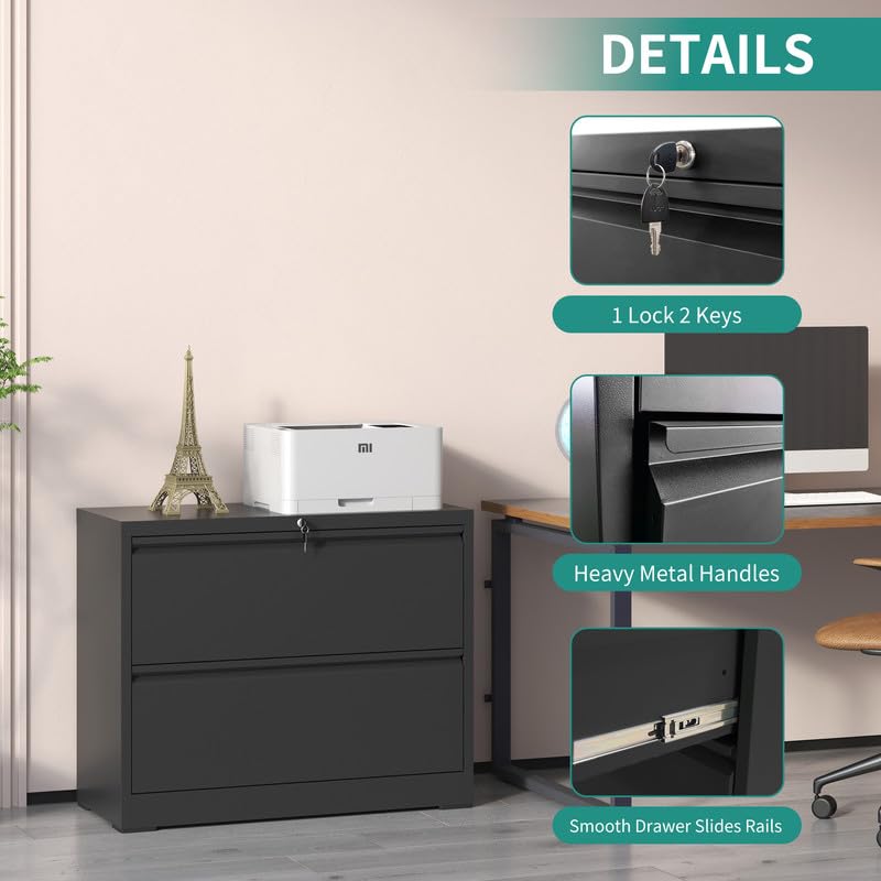 BIZOEIRON Lateral File Cabinet,Steel Storage File Cabinet for Letter/Legal/F4/A4 Size…