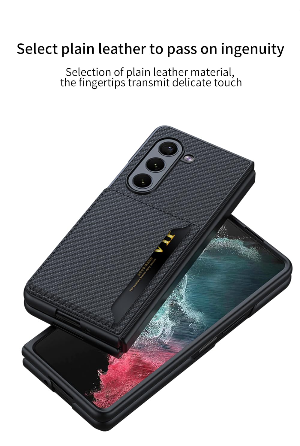 SHIEID Galaxy Z Fold 5 Wallet Case Ultra Thin Leather Samsung Fold 5 Case with 2 Card Slots Kickstand Phone Cover for Samsung Galaxy Z Fold 5 2023, Carbon Fiber Pattern