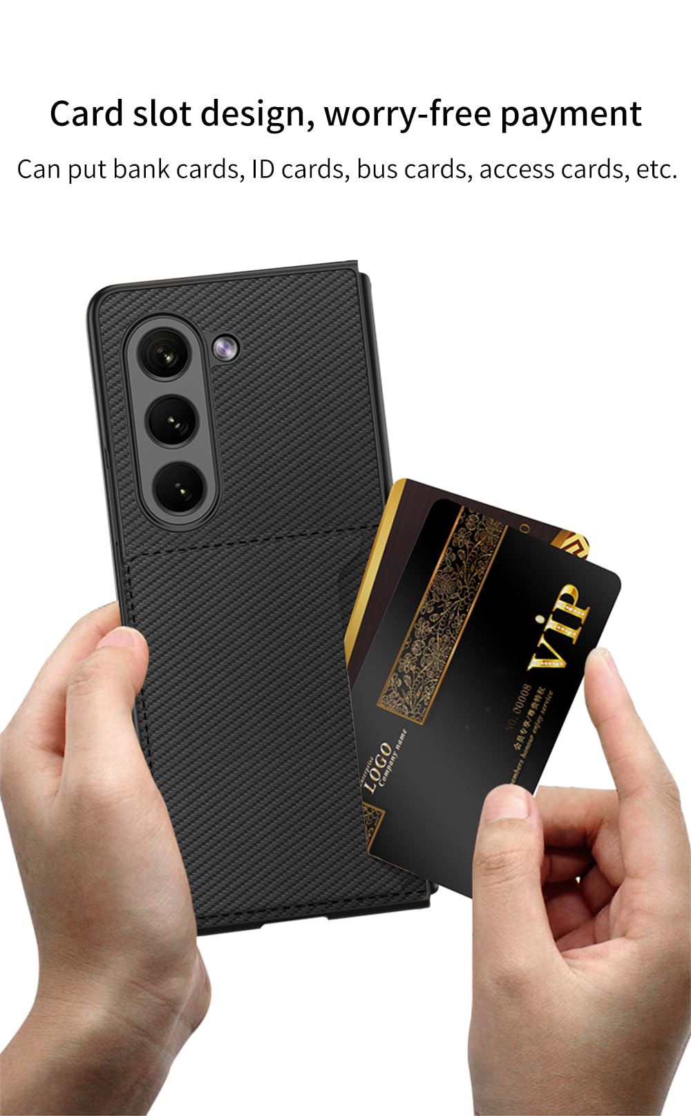 SHIEID Galaxy Z Fold 5 Wallet Case Ultra Thin Leather Samsung Fold 5 Case with 2 Card Slots Kickstand Phone Cover for Samsung Galaxy Z Fold 5 2023, Carbon Fiber Pattern