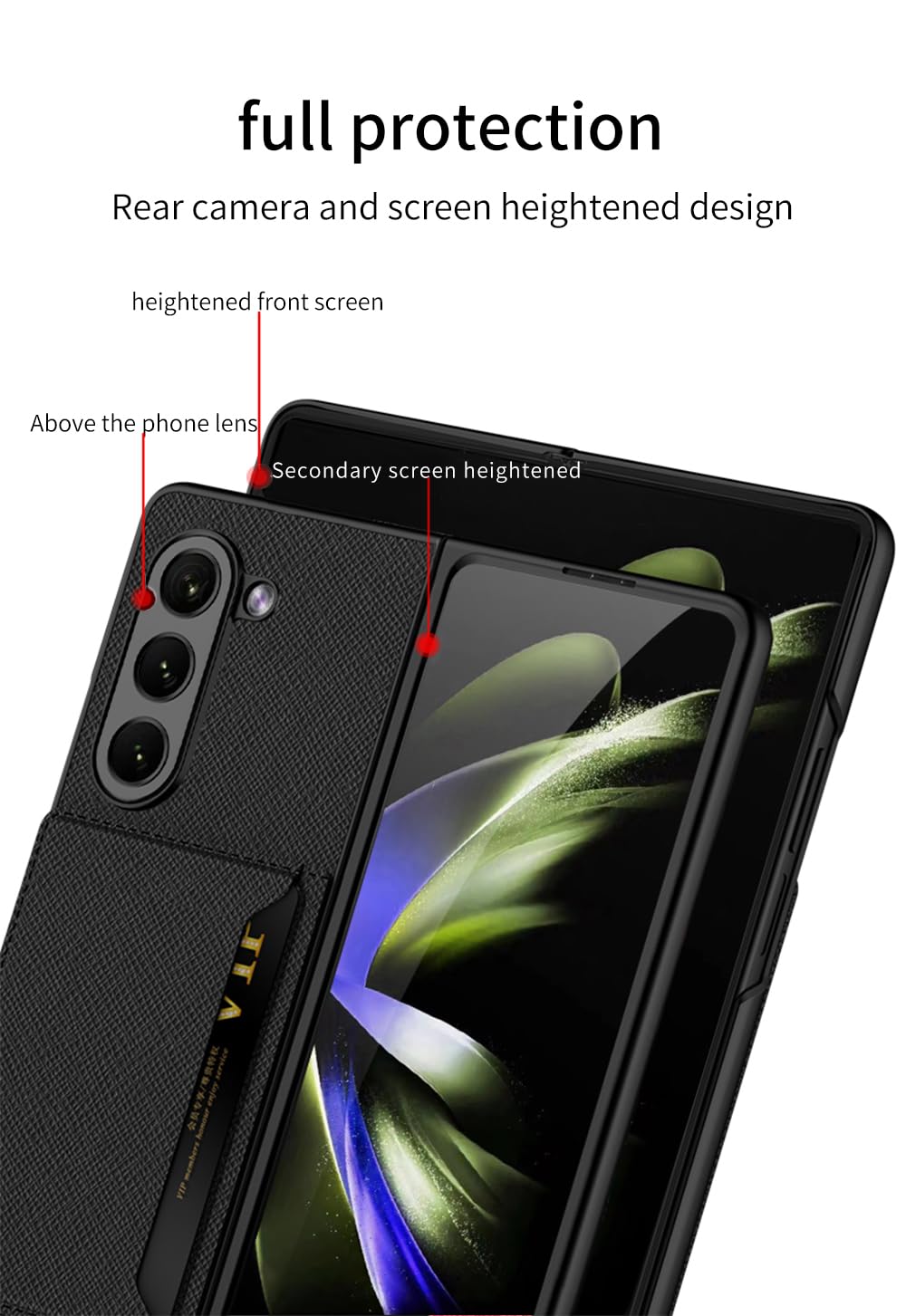 SHIEID Galaxy Z Fold 5 Wallet Case Ultra Thin Leather Samsung Fold 5 Case with 2 Card Slots Kickstand Phone Cover for Samsung Galaxy Z Fold 5 2023, Carbon Fiber Pattern