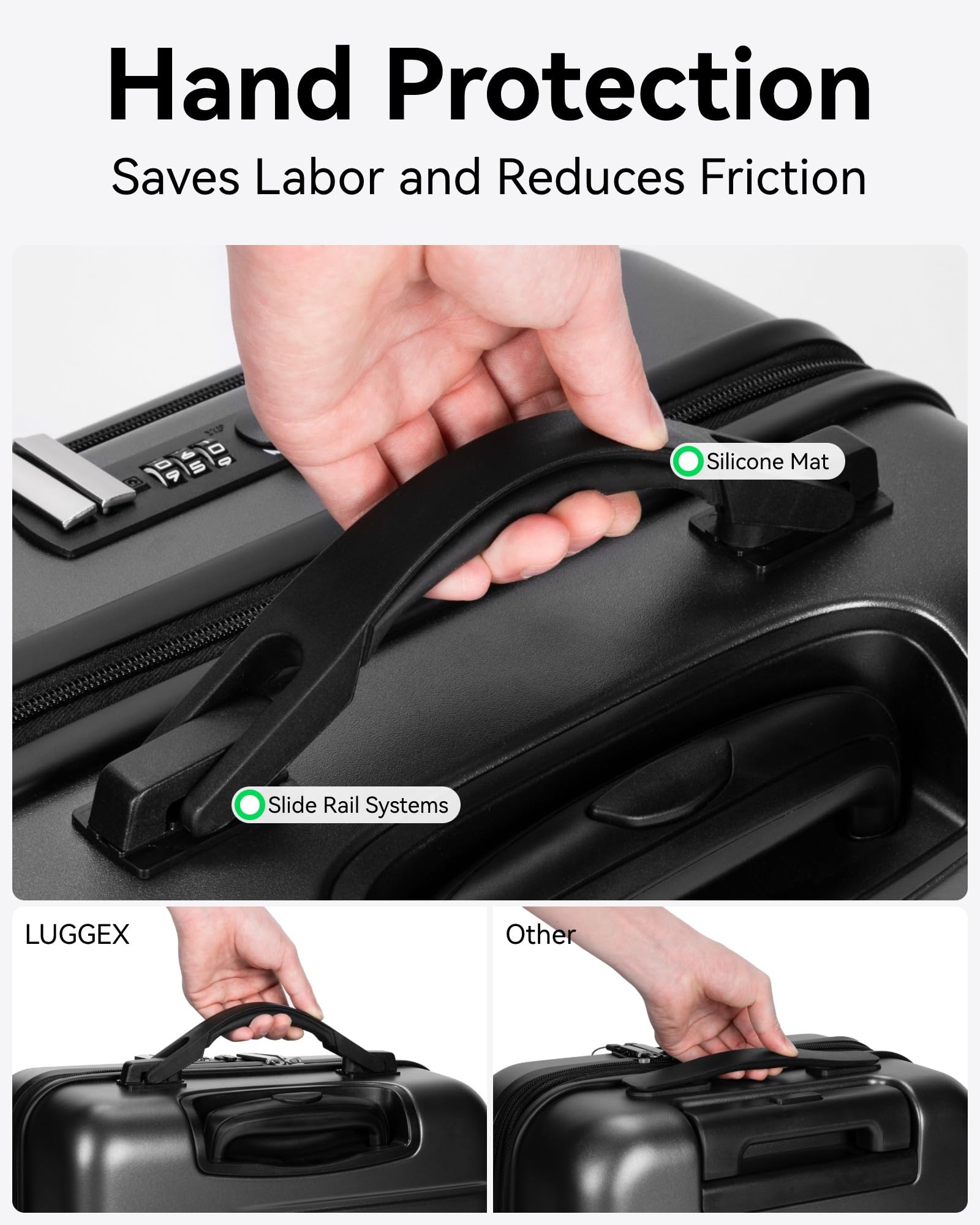 LUGGEX Luggage Sets 2 Pieces, 20 Inch Carry On Luggage with USB Port and 26 Inch Checked Suitcase with Front Opening, Only 26" Expandable (Silver, 20/26)