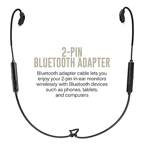 MEE audio BTN 2-Pin Bluetooth Wireless Adapter Cable with Qualcomm aptX for Massdrop and Other 2-pin in-Ear Monitors