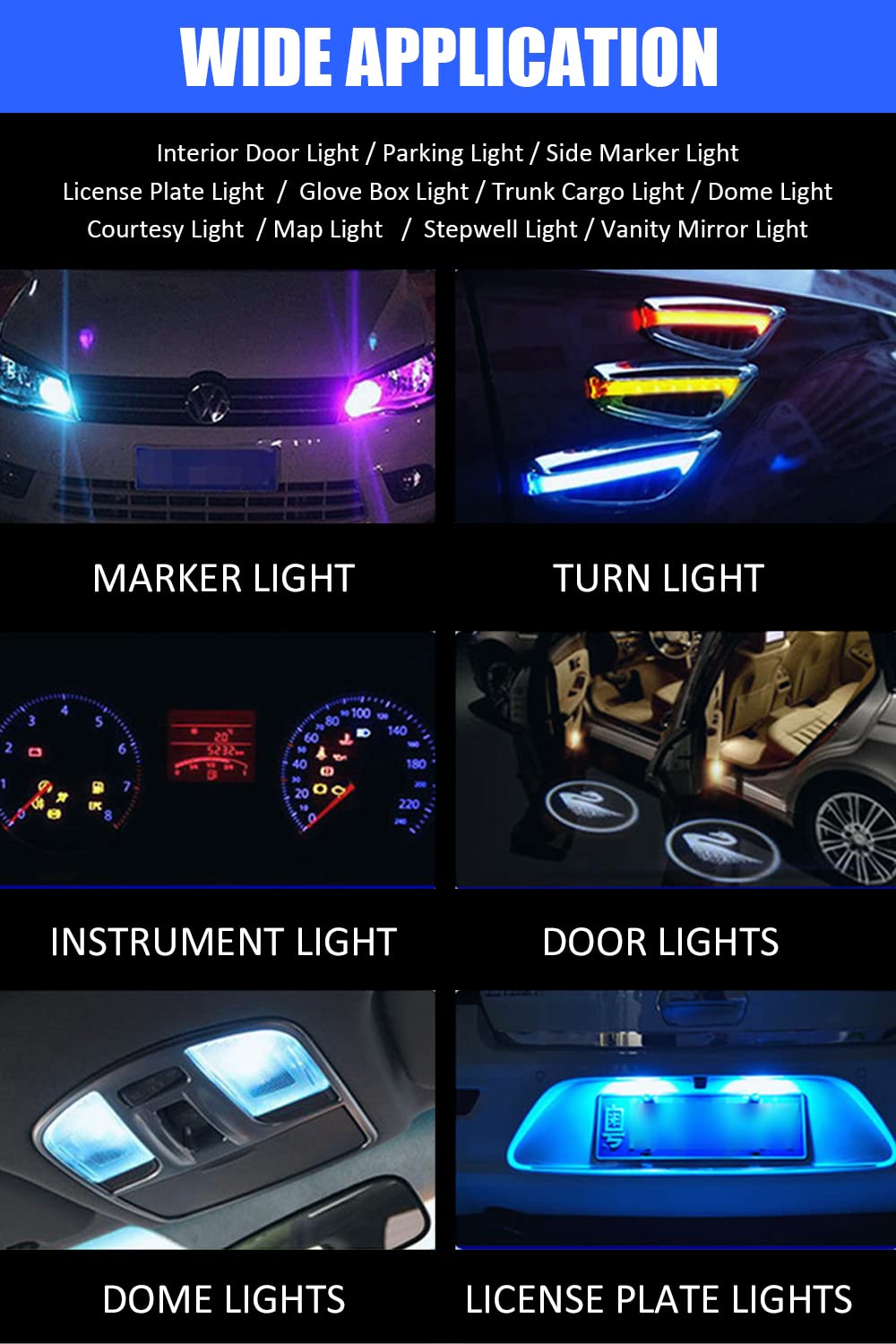 LETINGFAR 194 LED Bulb Dash Instrument Lights Bulbs with T10 194 168 Twist Lock Socket, Super Bright T10 194 Instrument Panel Gauge Cluster Dashboard LED Light Bulbs 12V (White(20+5))