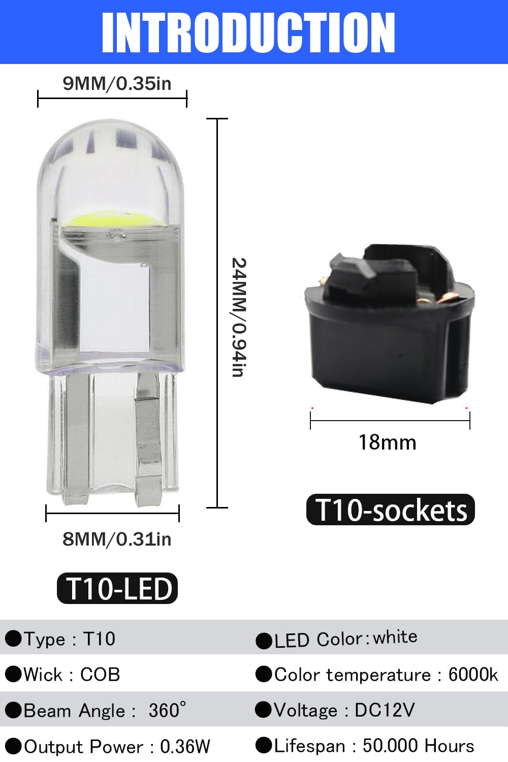LETINGFAR 194 LED Bulb Dash Instrument Lights Bulbs with T10 194 168 Twist Lock Socket, Super Bright T10 194 Instrument Panel Gauge Cluster Dashboard LED Light Bulbs 12V (White(20+5))