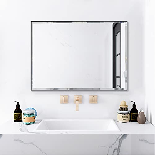 Amazon Brand β Pinzon Large Makeup Vanity Mirrors, Wall Mirror for Bathroom Living Room Bedroom, 36x24 Inch, Black