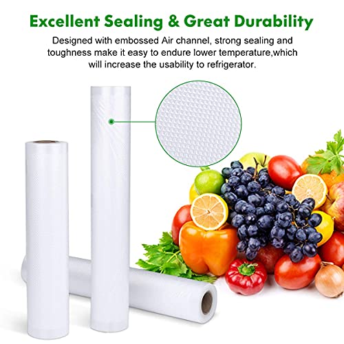 Vacuum Sealer Bags, 8"/11β x 118"(3-Pack) Food Vacuum Bags, Customized Commercial Grade Bag Rolls for FoodSaver, Vac Storage, Meal Prep, Sous Vide