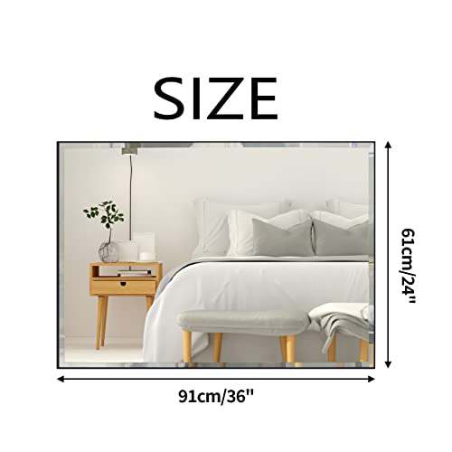 Amazon Brand β Pinzon Large Makeup Vanity Mirrors, Wall Mirror for Bathroom Living Room Bedroom, 36x24 Inch, Black