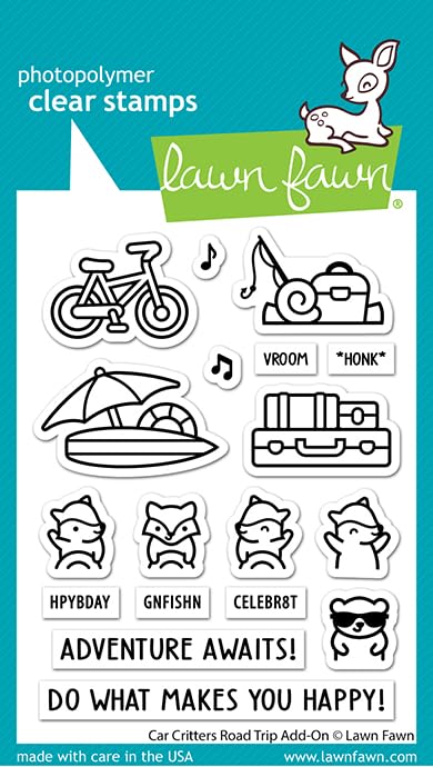 Lawn Fawn - Car Critters Road Trip Add-on Stamps, Dies and Pocket