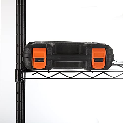 REGILLER 6 Wire Shelving Steel Storage Rack Adjustable Unit Shelves for Laundry Bathroom Kitchen Pantry Closet (16.7L x 11.9W x 64H, Black)