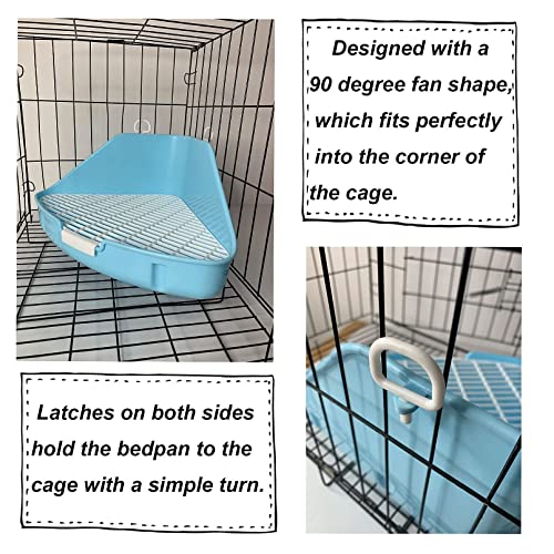 kathson Rabbit Litter Box Bunny Toilet Triangle Potty Trainer Corner Large Bedding Box Pet Pan for Rabbits Chinchillas Ferrets Guinea Pigs Galesaurs(Blue)