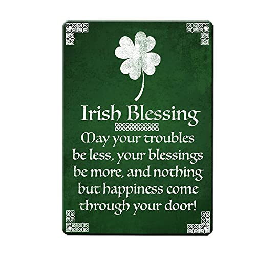 Quotes Tin Signs,Irish Blessing Green Clover Vintage Metal Tin Sign Positive for Men Women,Church Wall Decor Bars,Home,Cafes Pubs,12x8 Inch Plaque-color 4
