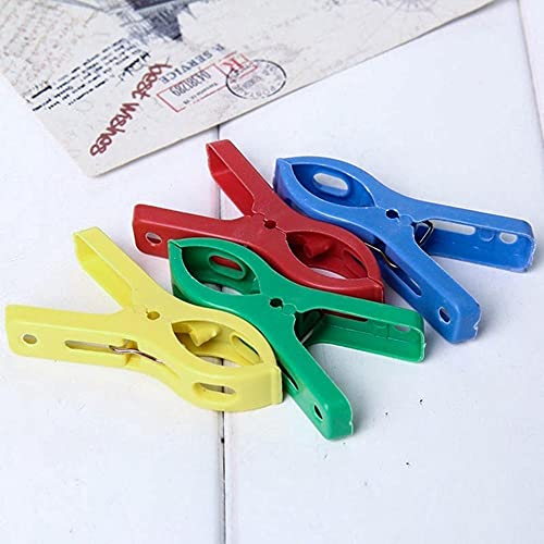 8 Pack Beach Towel Clips for Beach Chairs,Fashion Large Laundry Pegs Clothes Pegs 8pcs Large Size Windproof Plastic Towel Clips for Sunbeds Sun Loungers Pool Chairs Laundry (2PCS)
